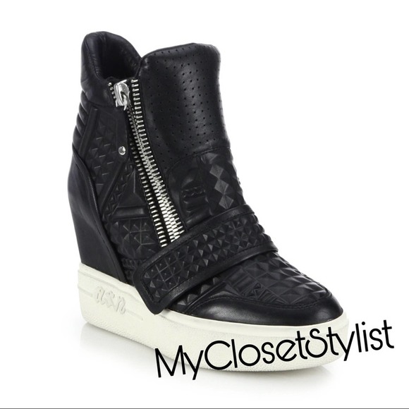 Ash | Shoes | Ash Wedge Studded Moto Boots Zipper Sneakers Leather 75 8 ...